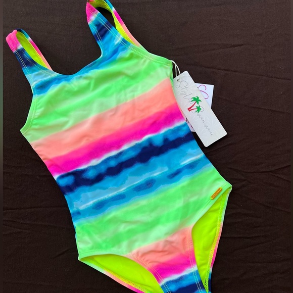 Swim | Vibrant Neon Rainbow Kids Swimsuit | Poshmark